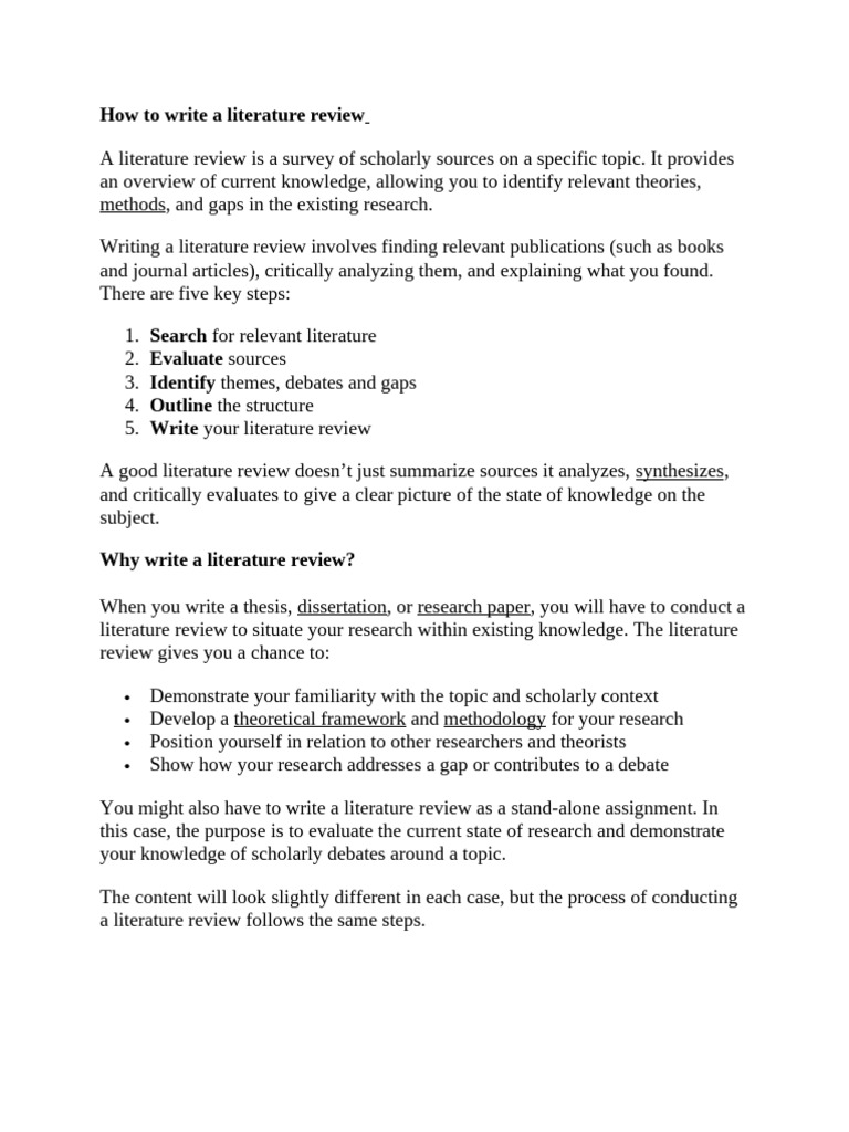 How To Write A Literature Revie1 | PDF