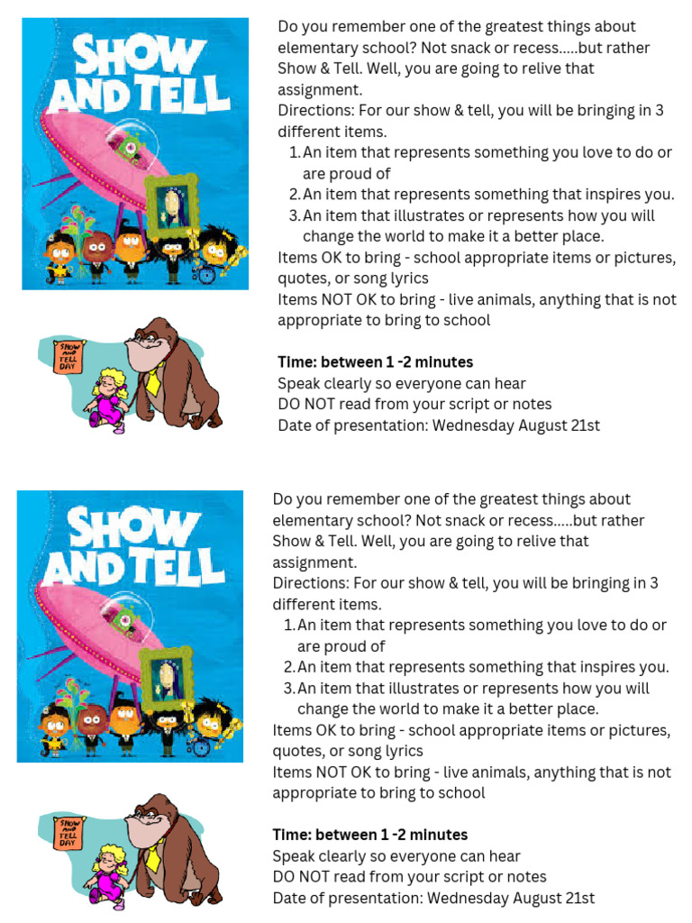 Show and Tell Assignment | PDF