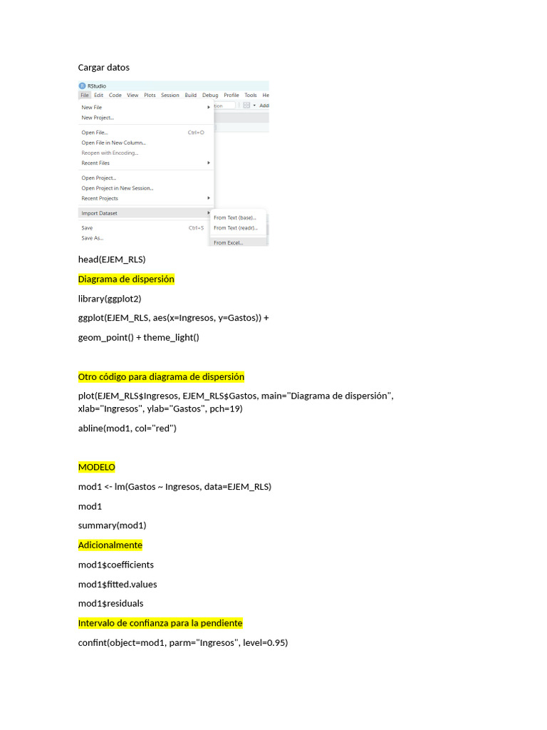 Código en R para Regresión Lineal Simple | PDF