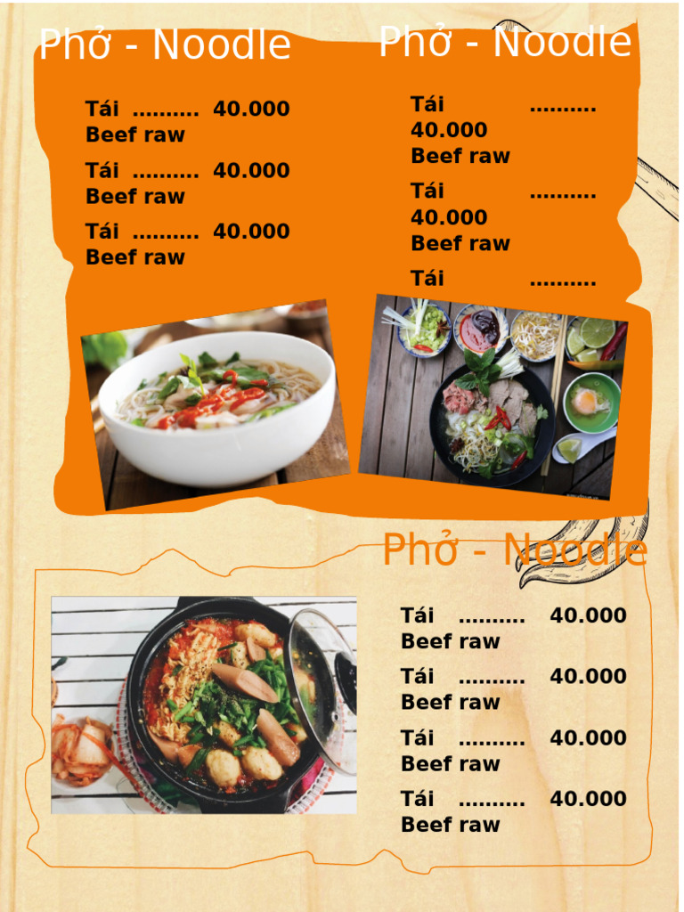 Menu Ba Tam | PDF