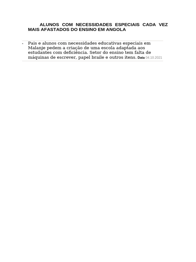 Alunos Com Necessidades Especiais Cada Vez Mais Afastados Do Ensino em ...