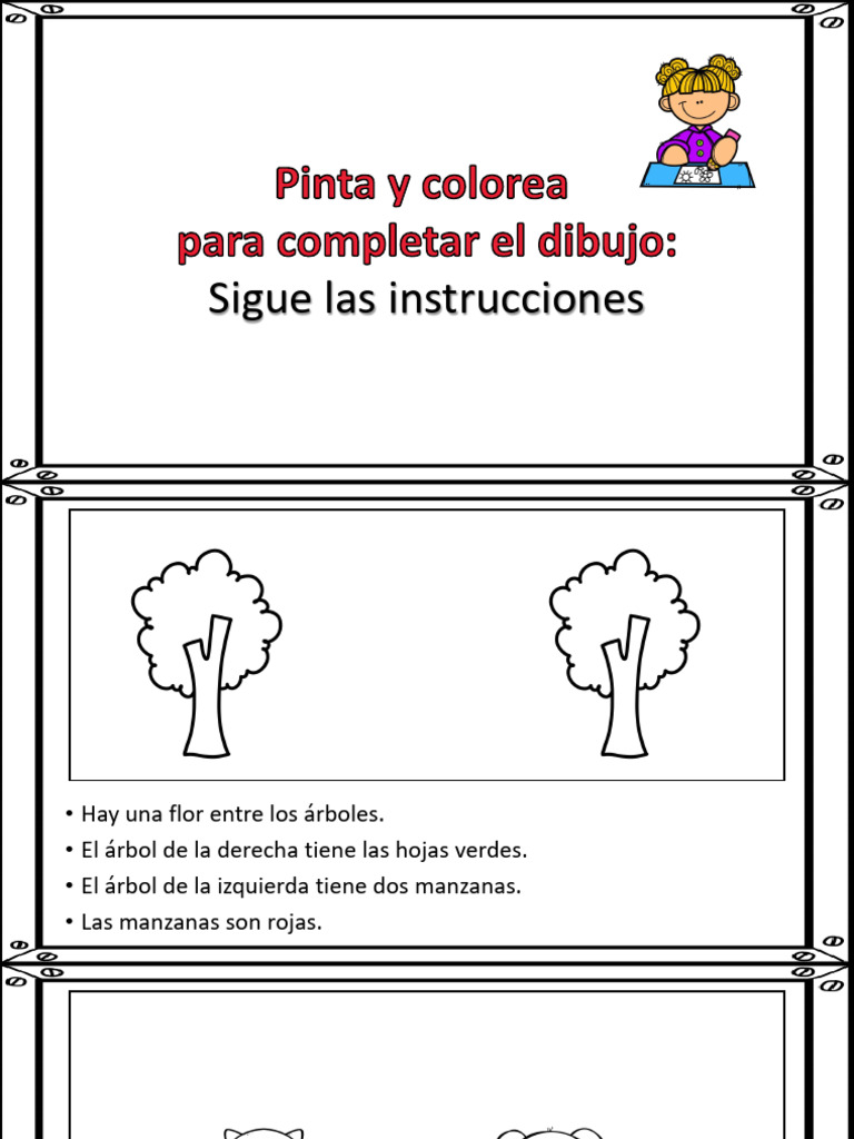 Comprension Lectora Instrucciones Pinta y Colorea | PDF