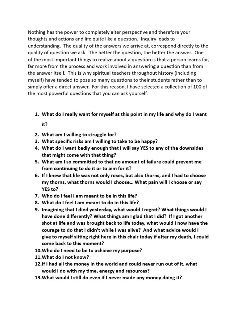 Most Powerful Questions by Teal Swan | PDF