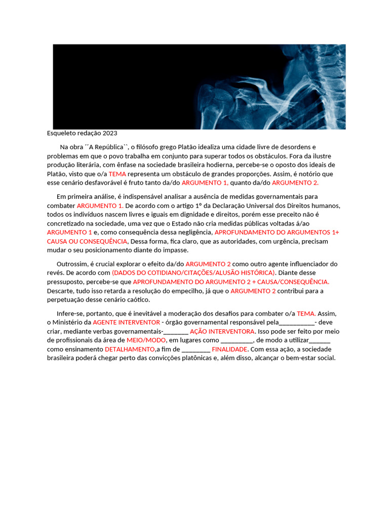 Esqueleto redação 2023 | PDF
