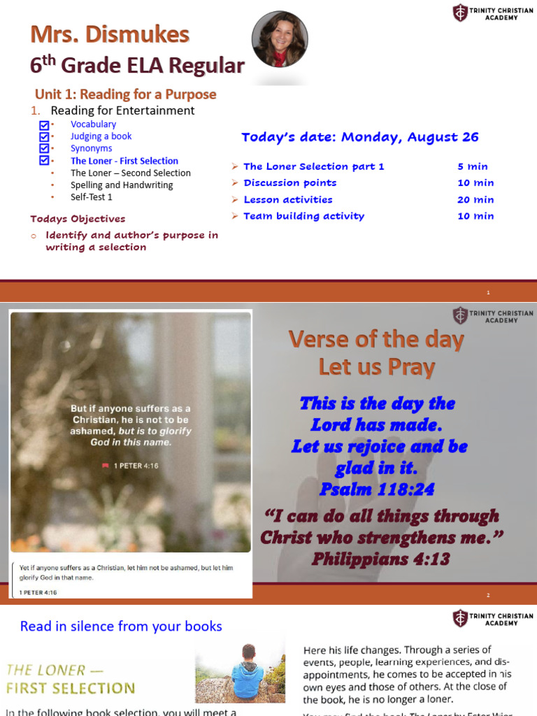 08-26. 6R Unit 1 Section 1 The Loner First Selection Part 1 | PDF