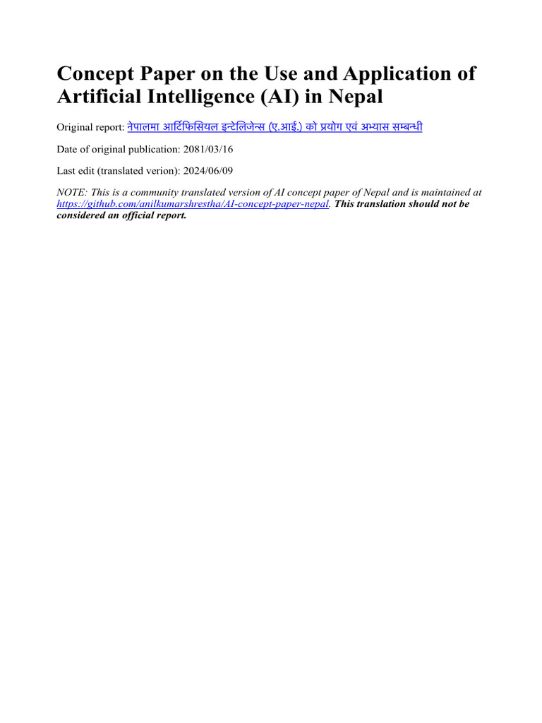 AI Concept Paper Nepal en | PDF