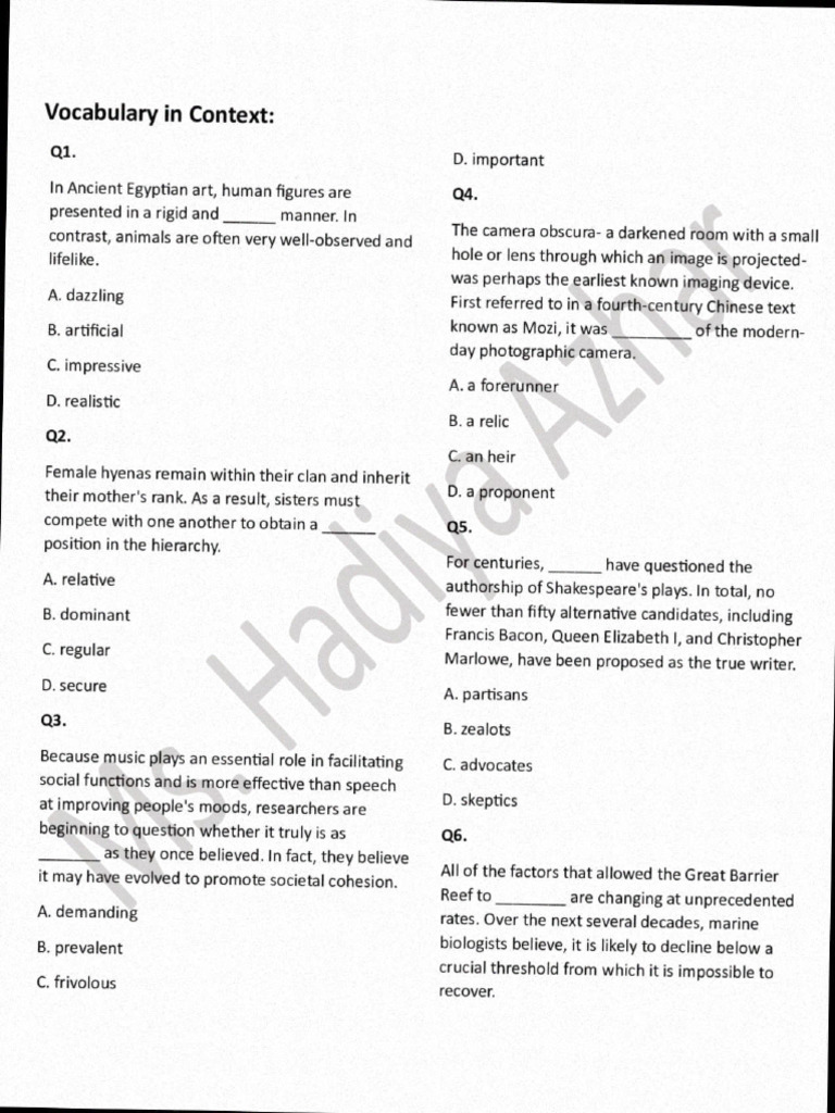 Vocabulary in Context | PDF