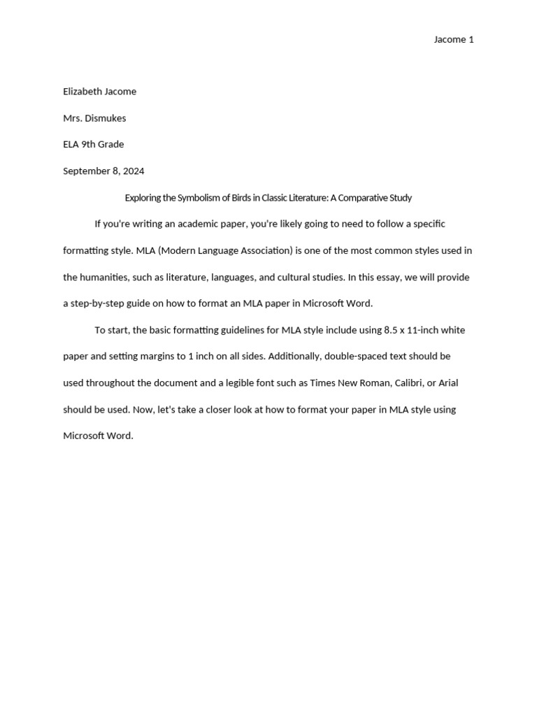 Mla Format Instructions | PDF