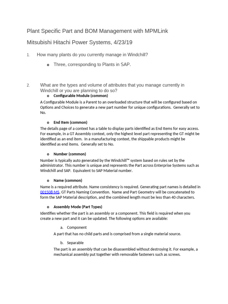 Plant Specific Part and BOM Management With MPMLink | PDF | Specification (Technical Standard)
