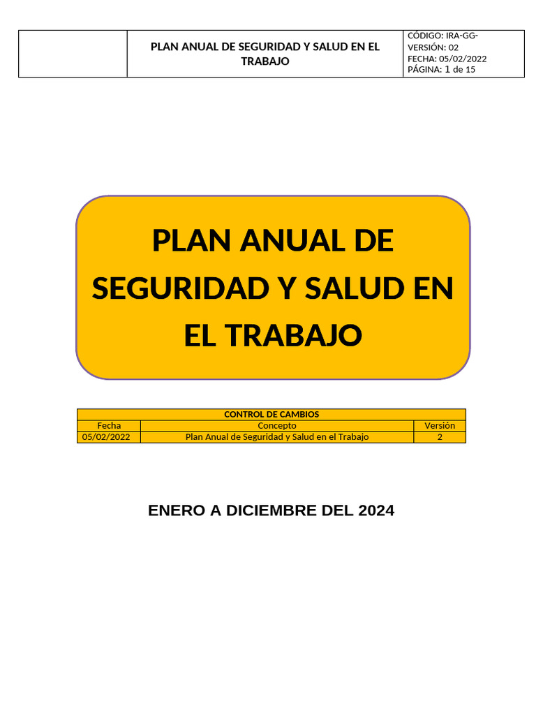 Plan Anual de SST 2024 | PDF
