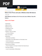 Notes Force and Laws of Motion Class 9 CBSE | PDF | Force | Momentum