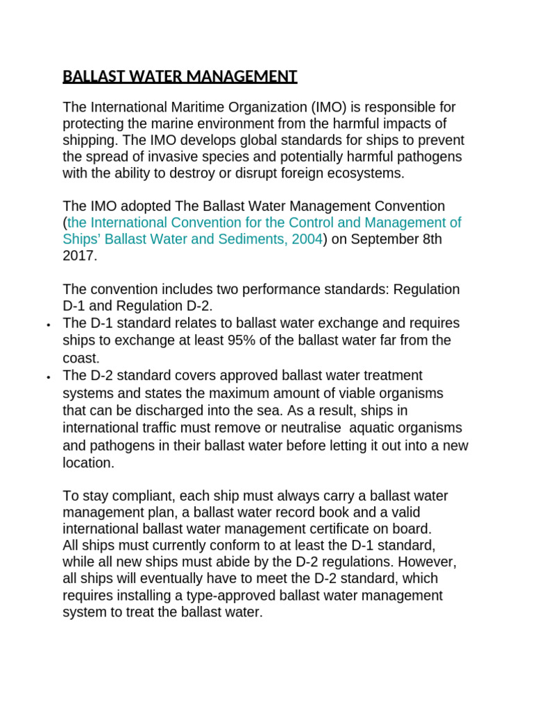 Ballast Water Management | PDF