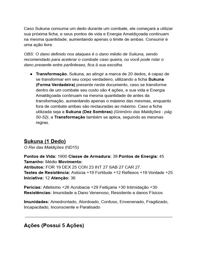 Poder e Transformação de Sukuna | PDF | Física | Vida