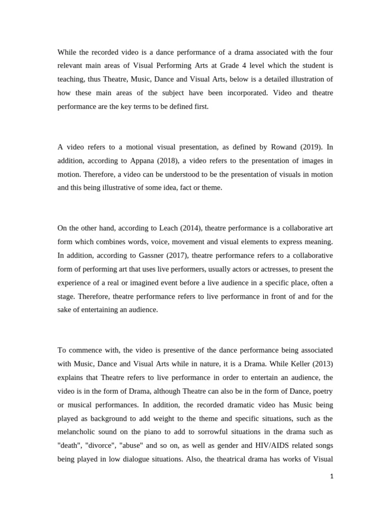 Theatre Presentation Write Up | PDF | The Arts | Art