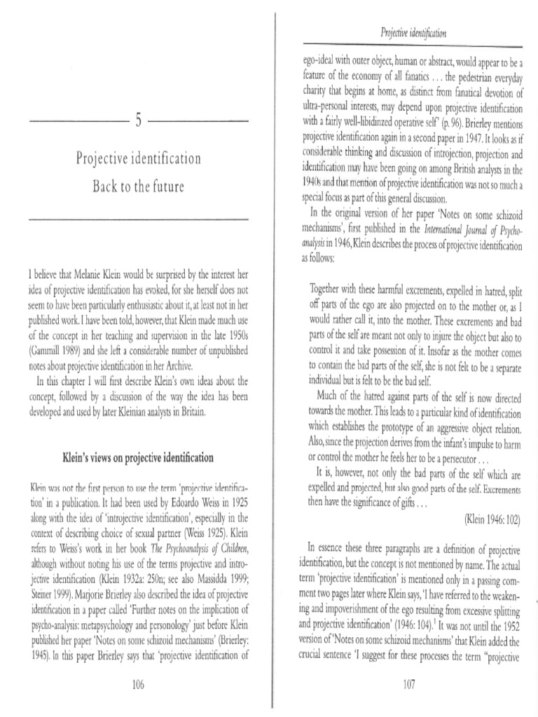 SPILLIUS Projective Identification. Back To The... | PDF