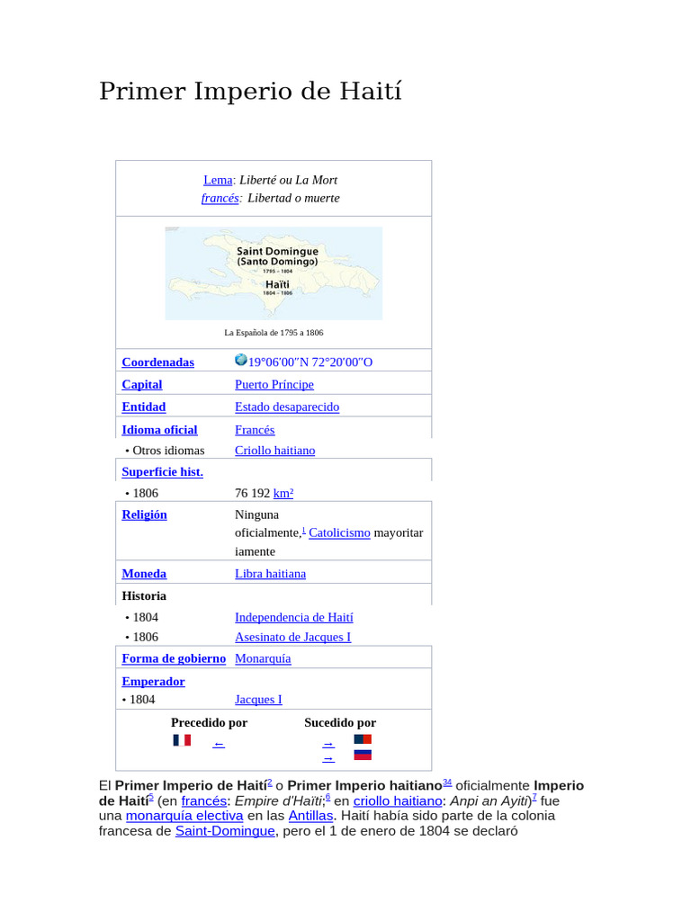 Primer Imperio de Haití | PDF | Haití