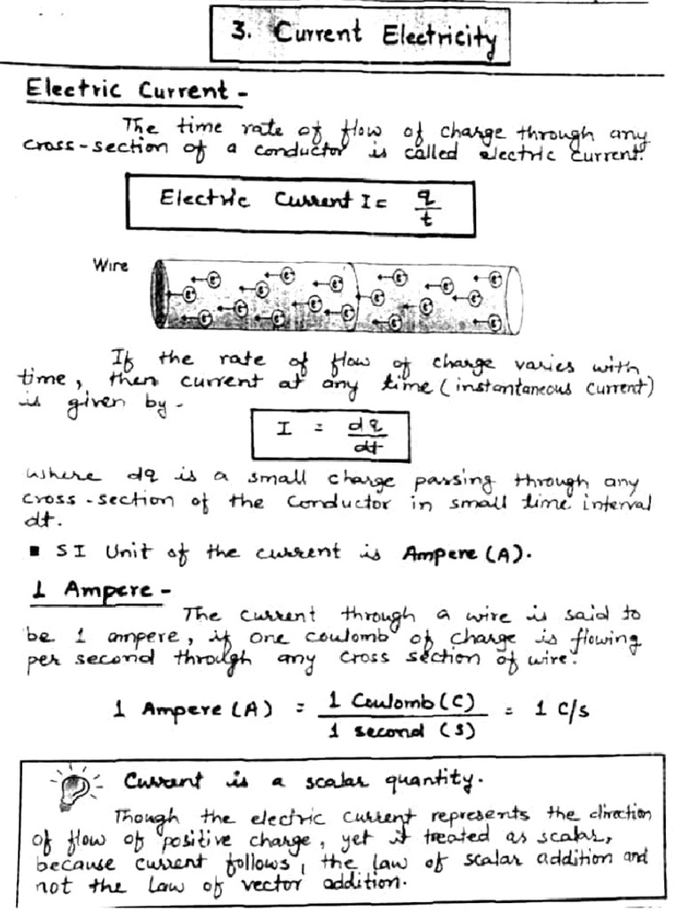 Handwritten Notes on Current Electricity Subhajit Roy | PDF