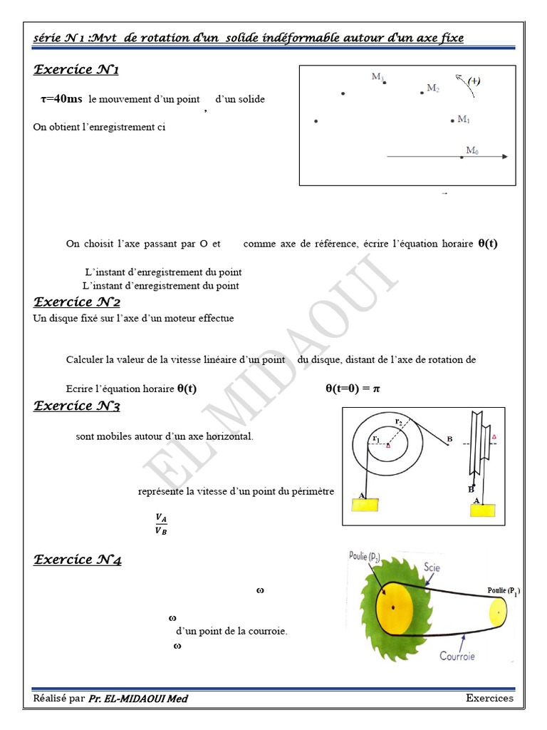 Série Exercices Mvt de Rotation Autour d'Un Axe | PDF