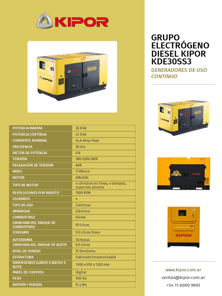 Folleto Generador Kipor Kde30ss3 | PDF