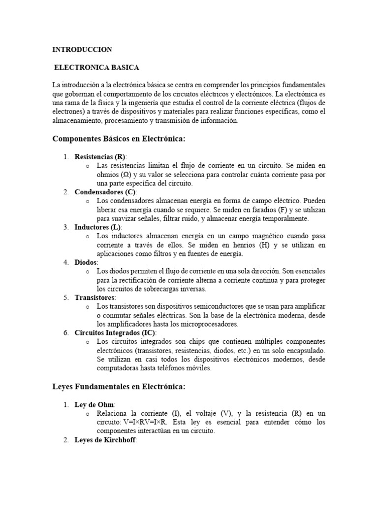 Introduccion Electronica Basica | PDF