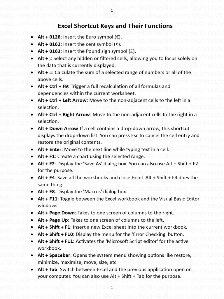 Excel_shortcut_ | PDF