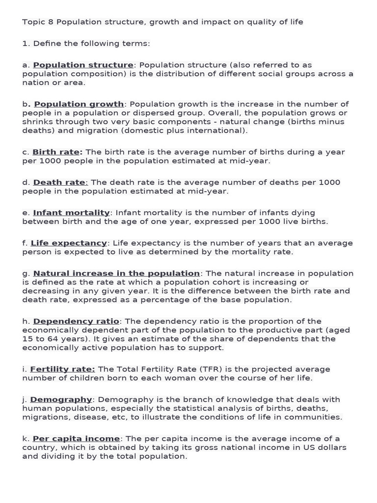 Topic 8 Population Structure | PDF