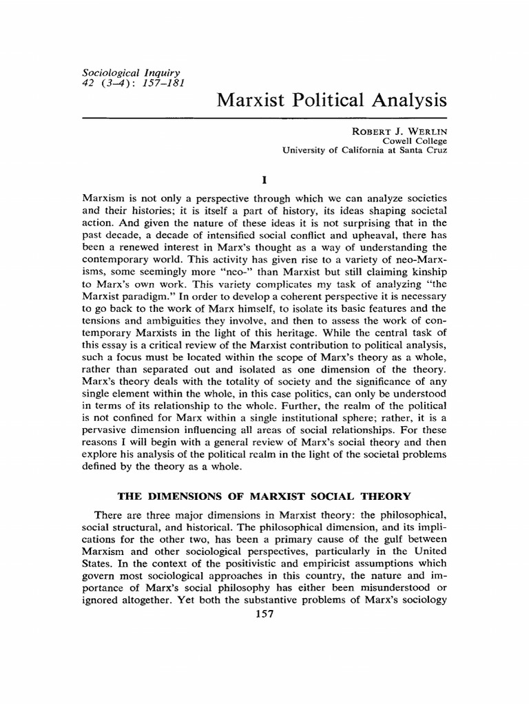 Marxist Political Analysis-Werlin | PDF