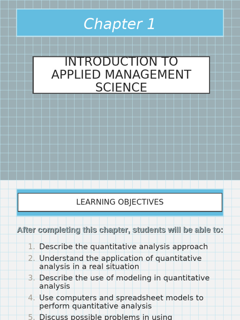 Chapter 1 intro to management science | PDF