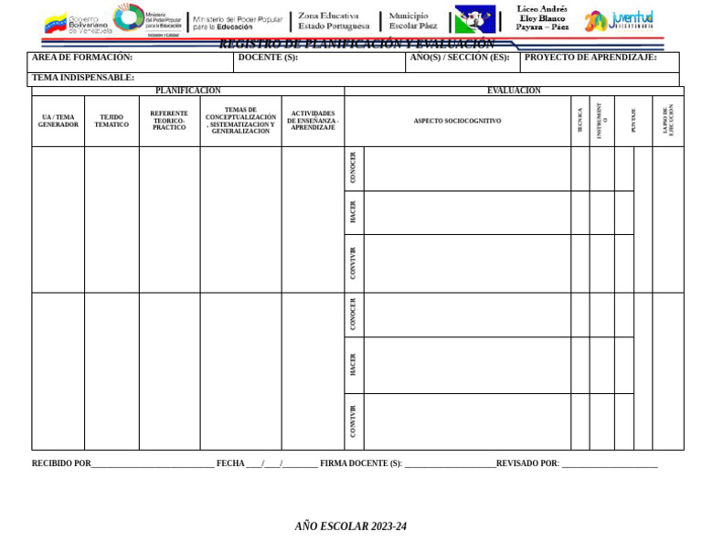 Formato de Planificación 2023-24 | PDF | Evaluación | Aprendizaje