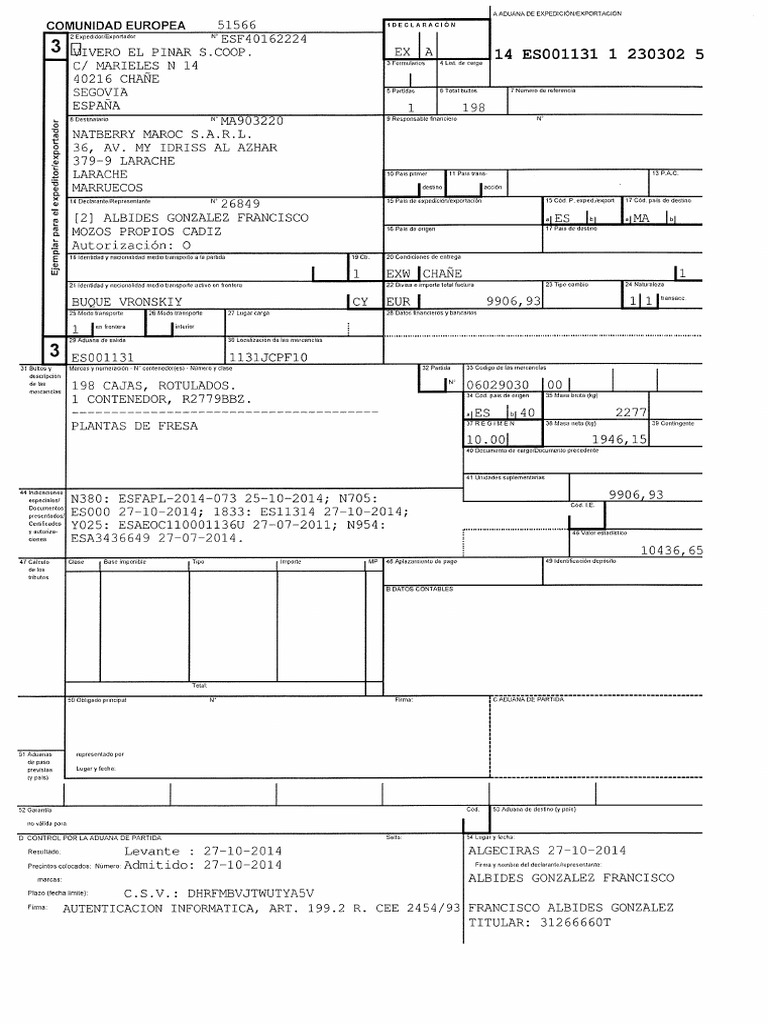 DUA Exportacion | PDF