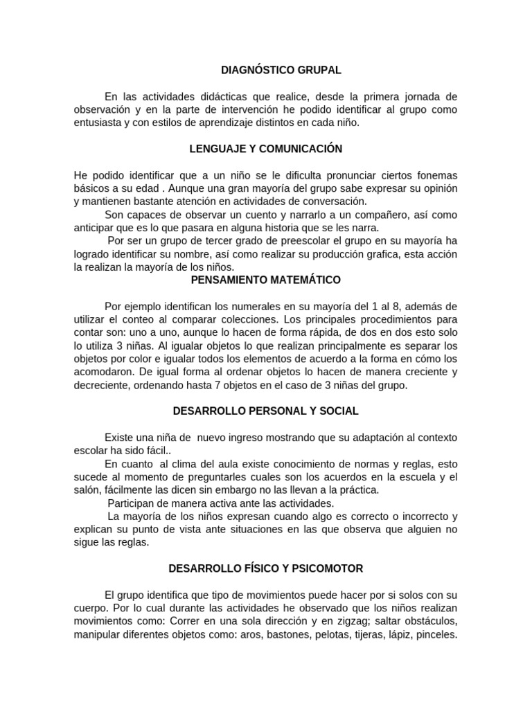 Diagnóstico Grupal | PDF