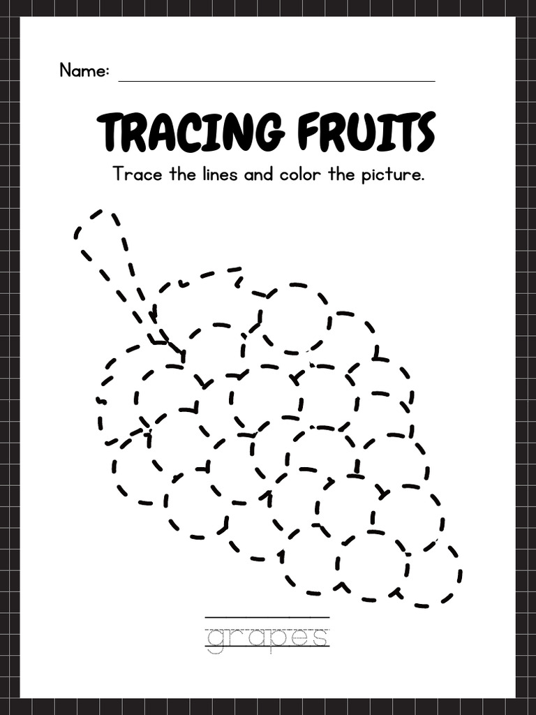 Tracing Fruits Coloring Worksheets | PDF