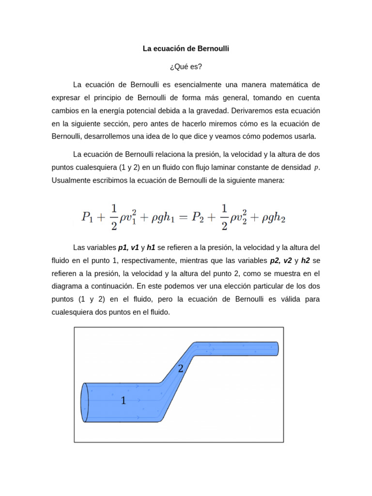 La Ecuación de Bernoulli | PDF | Presión | Ecuaciones