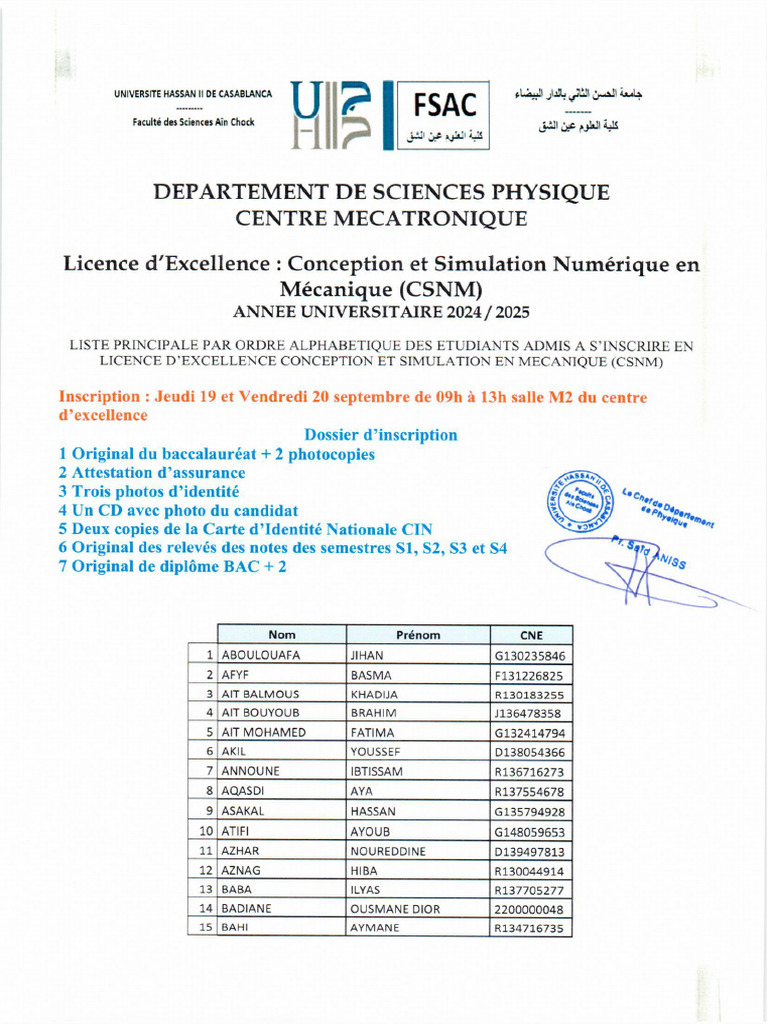 PE - Liste Admis - Liste D Attente CSNM | PDF