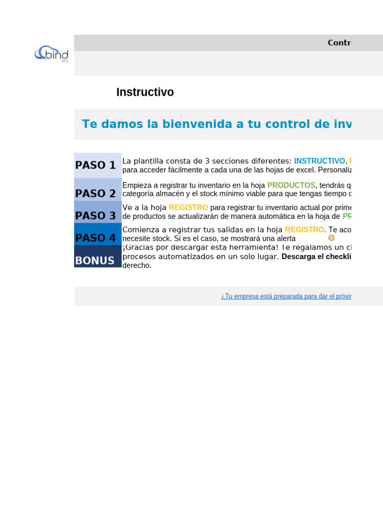Plantilla Control Basico Inventario | PDF