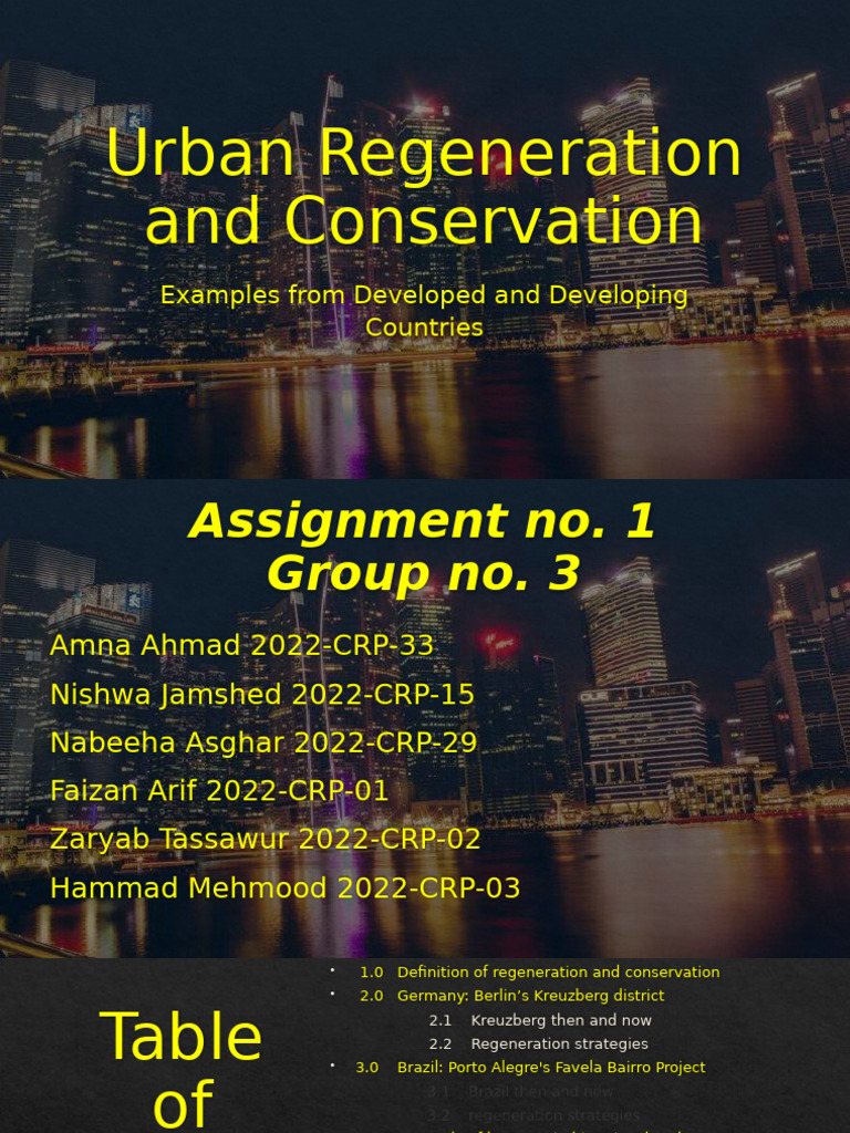 Urban Regeneration and Conservation PPT Group#3-1 | PDF