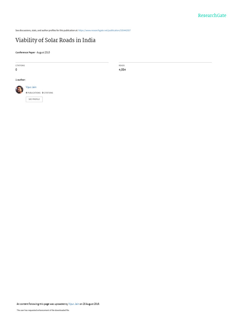 Viability of Solar Roads in India | PDF