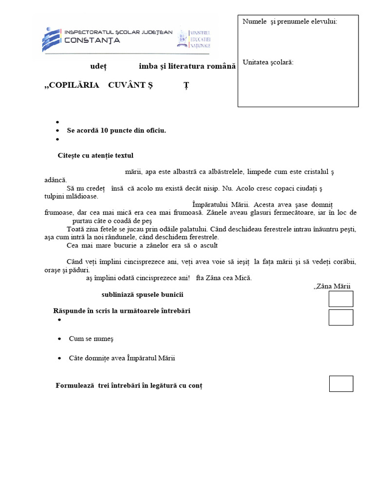Subiect 2 Clasa A III A Rectificat | PDF