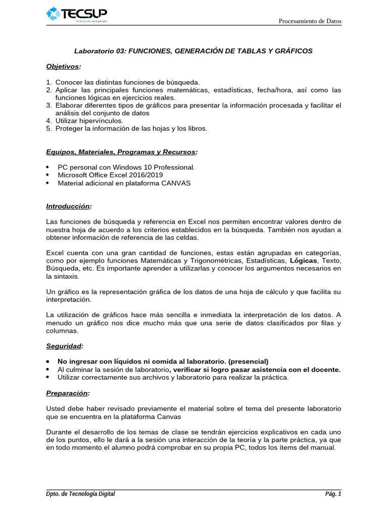 L03 Funciones, Tablas y Gráficos | PDF