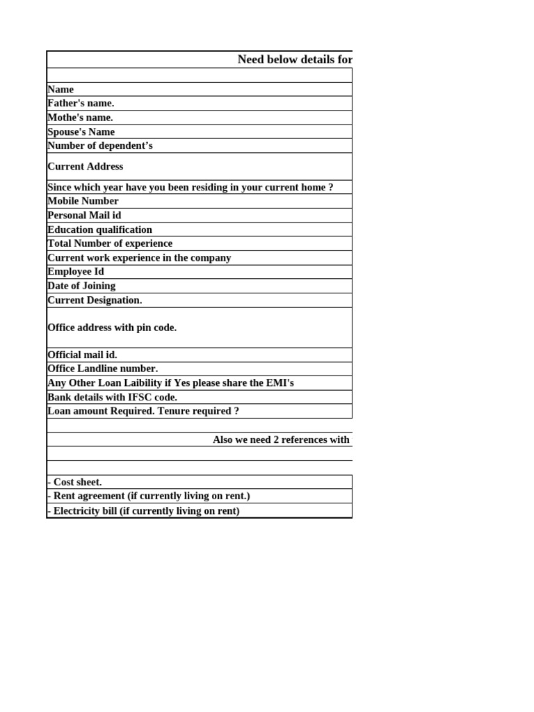 Loan Application Form Pdf