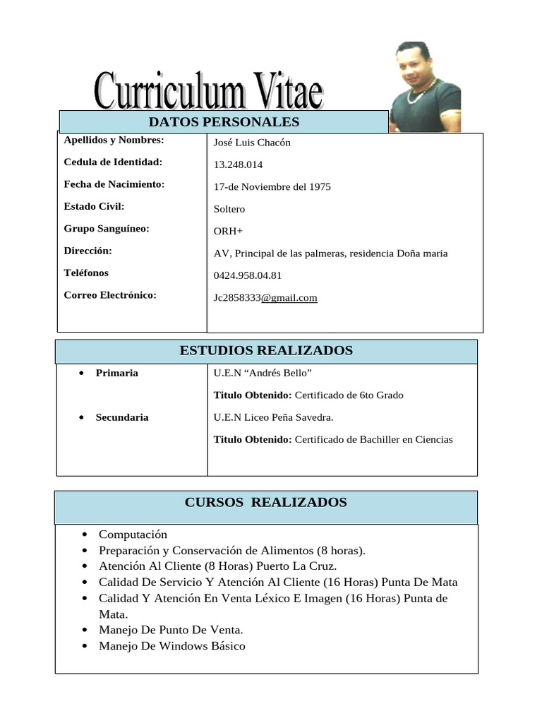 CURRICULUM VITAE jose ch | PDF