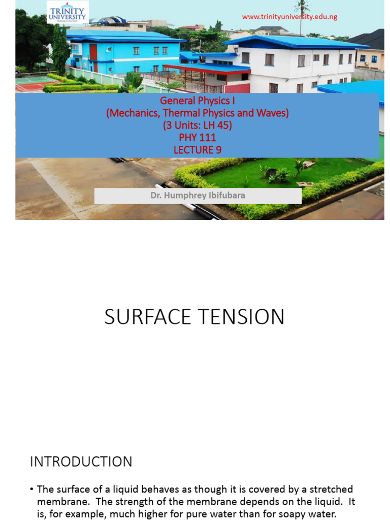 Phy 105 Surface Tension | PDF
