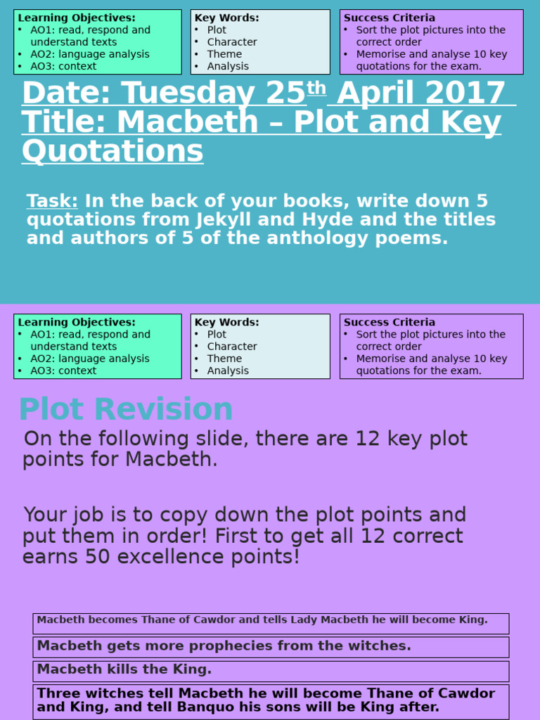 Macbeth Key Quotations Lesson | PDF