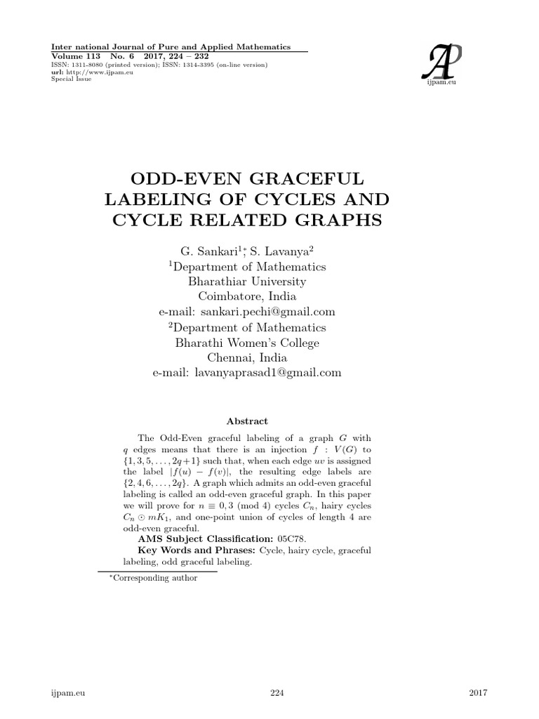Odd-Even Graceful Labeling of Cycles and Cycle Related Graphs | PDF