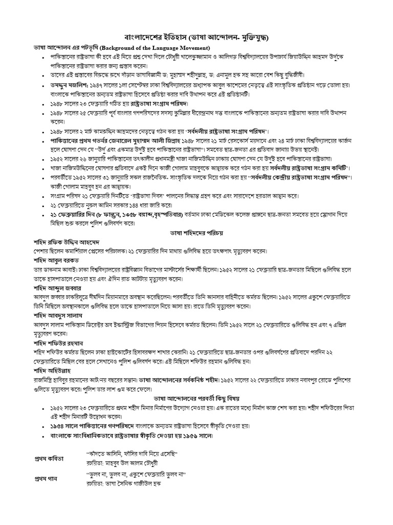 Background of The Language Movement) | PDF
