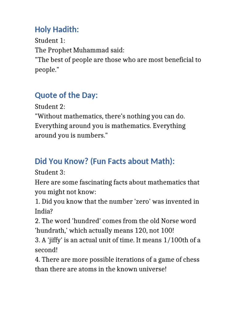 Math School Assembly | PDF