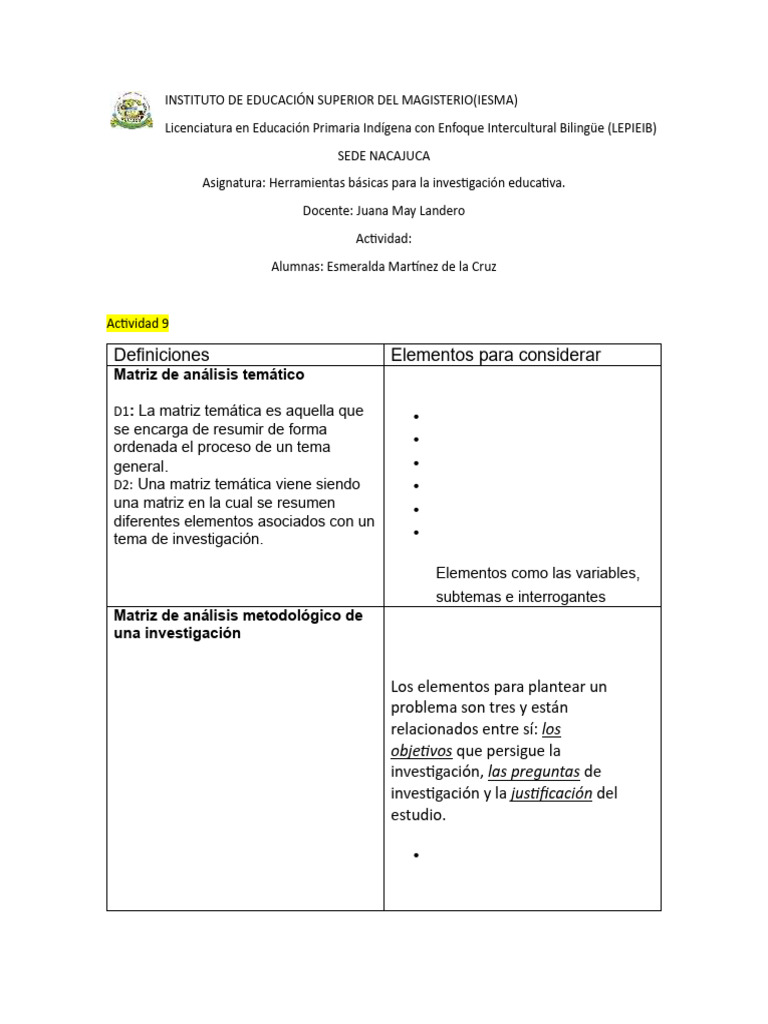 Definiciones Matriz | PDF