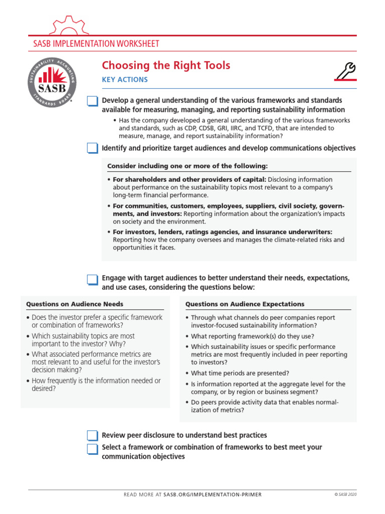 SASB Implementation-Primer-Worksheets-02CHOOSING-020320 | PDF