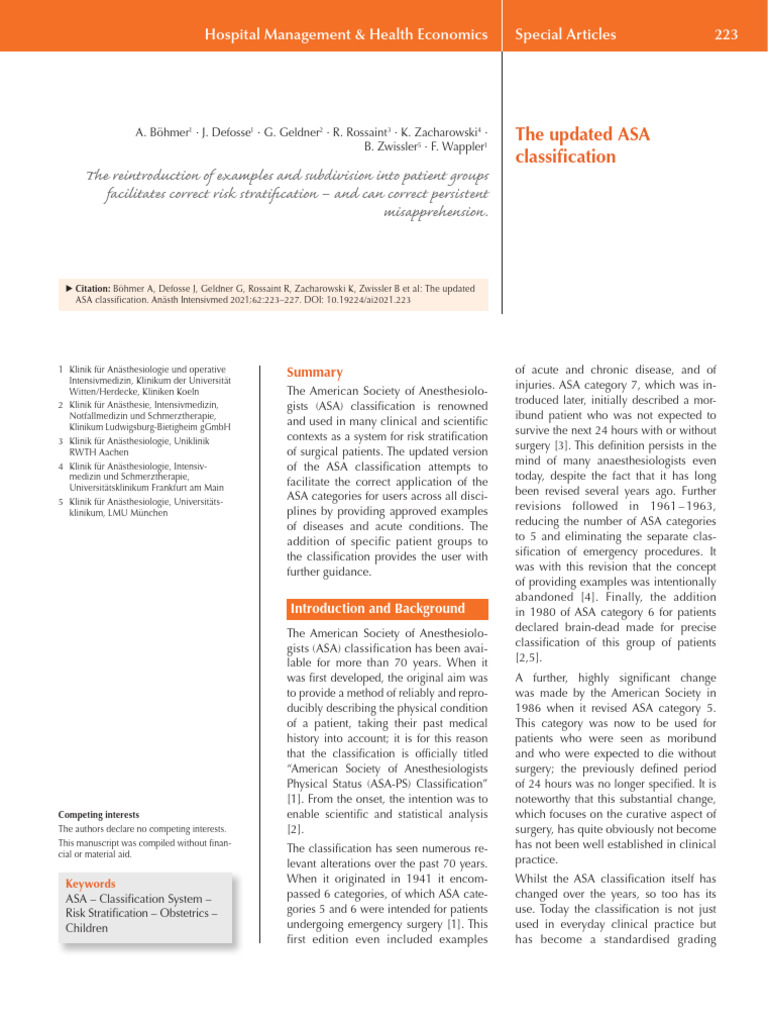 ASA, Updated | PDF | Surgery | Anesthesia