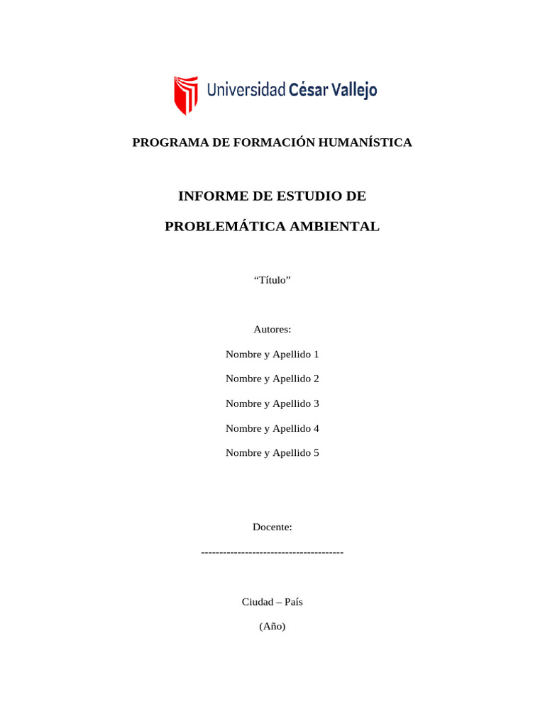 Estructura Del Informe de Problemática Ambiental Final | PDF